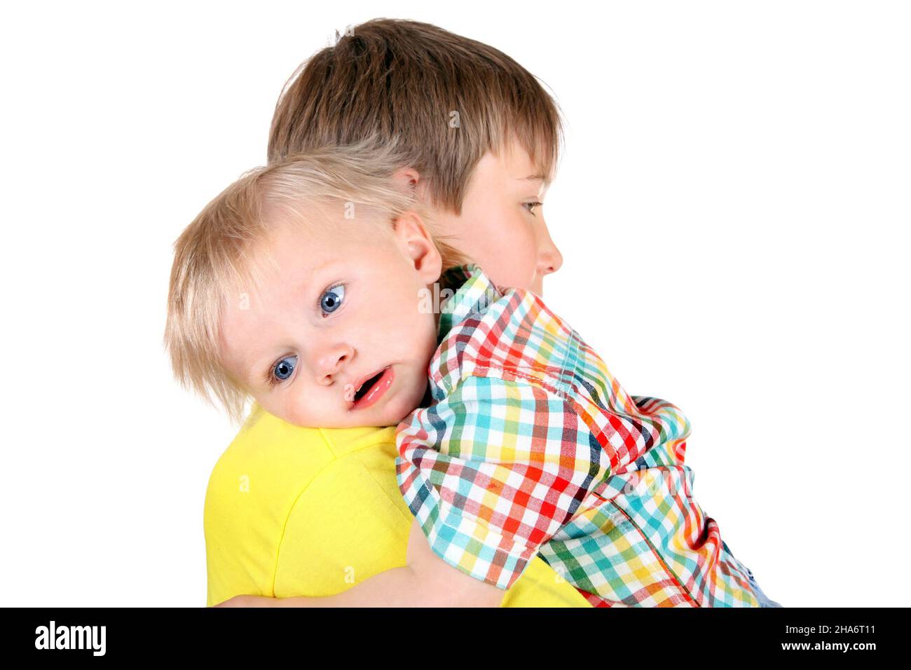 Kid and Tired Baby Boy Isolated on the White Background Stock Photo - Alamy