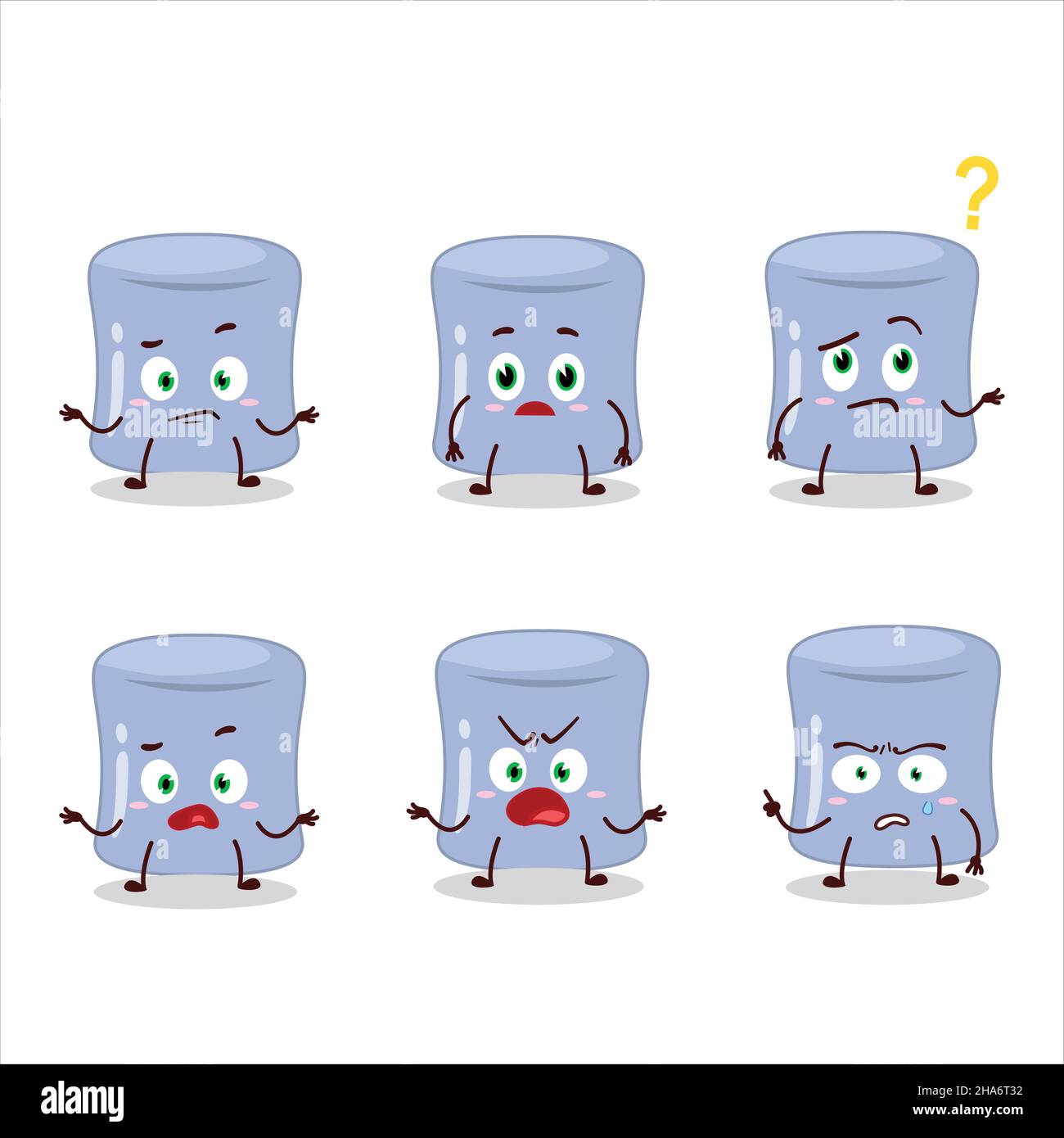 Cartoon character of blueberry marshmallow with what expression. Vector ...