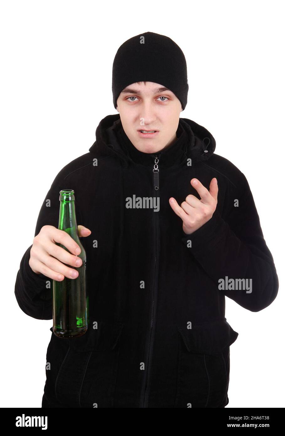 Hooligan with a Beer Isolated on the White Background Stock Photo - Alamy