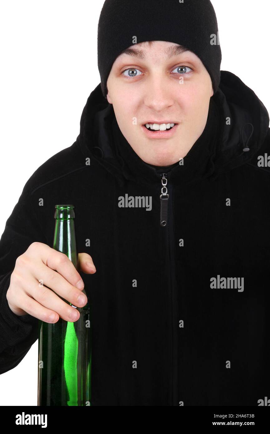 Hooligan with a Beer Isolated on the White Background Stock Photo - Alamy