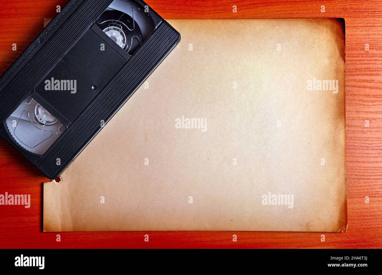 Retro Video Tape on the Board with the Empty Paper Stock Photo - Alamy
