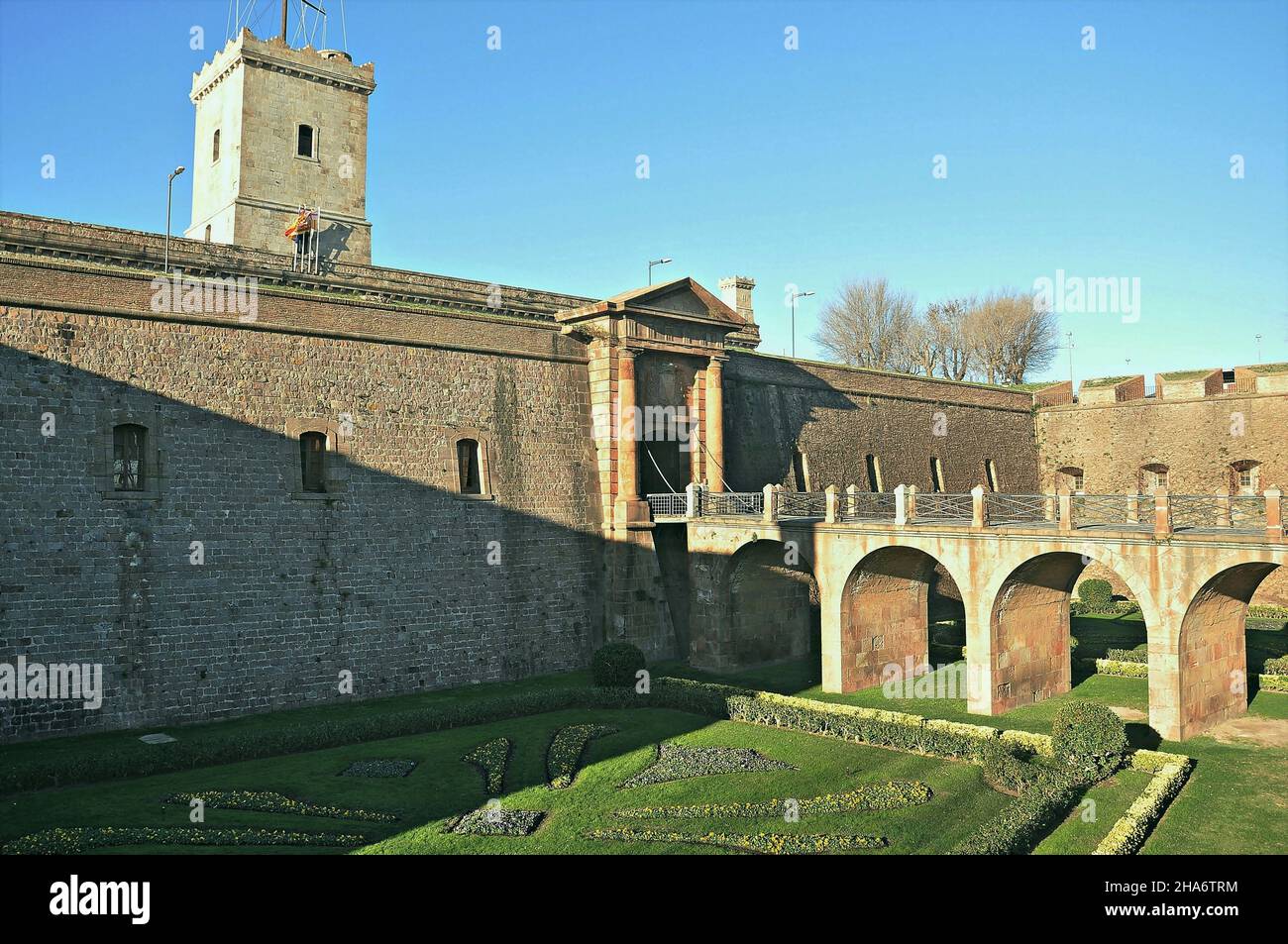 Montjuic Castle in Barcelona, Catalonia, Spain Stock Photo - Alamy