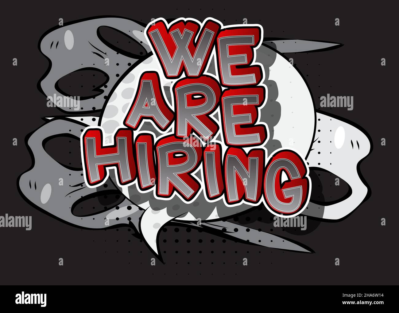 We Are Hiring Comic Book Word Text On Abstract Comics Background