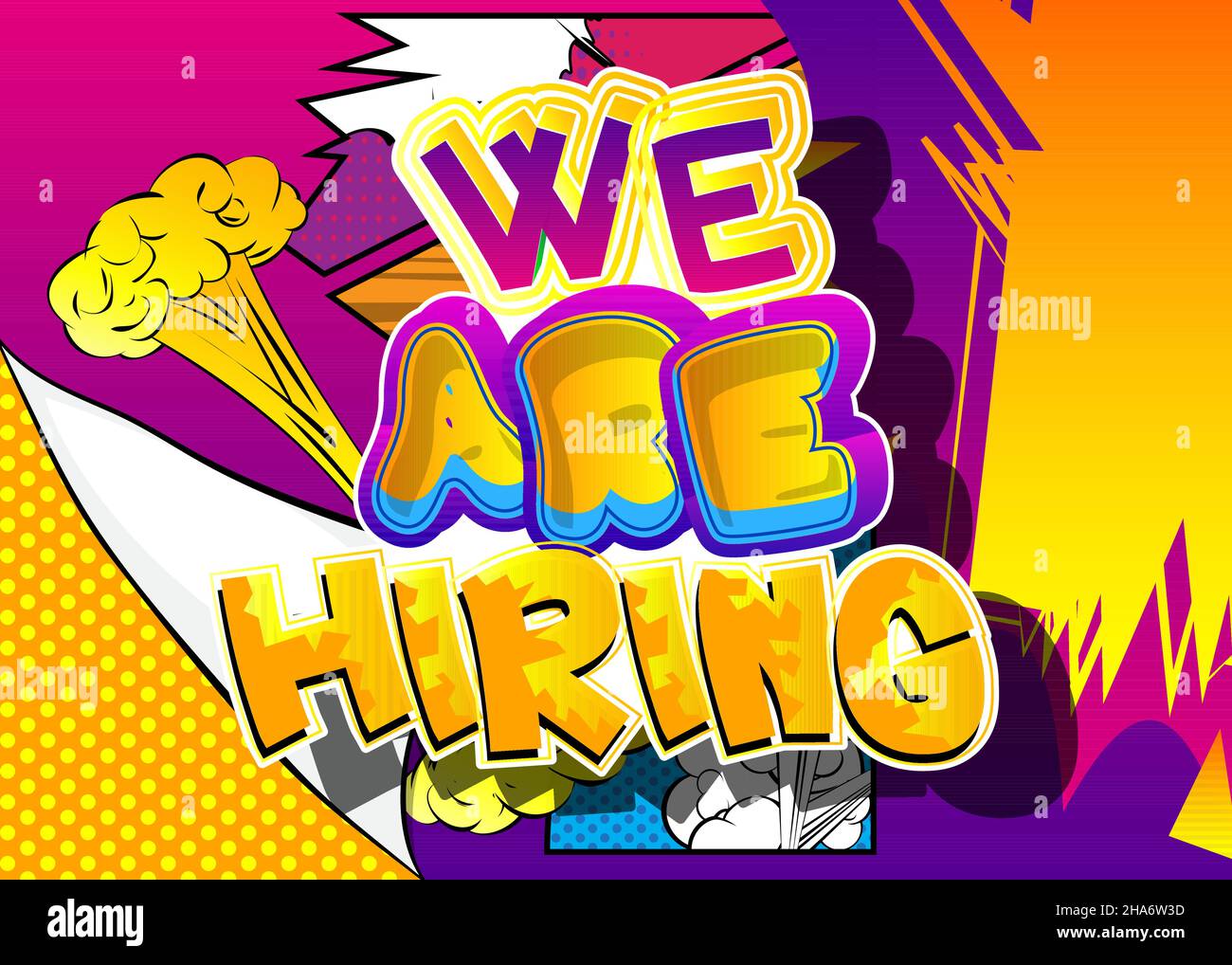 We Are Hiring Comic Book Word Text On Abstract Comics Background