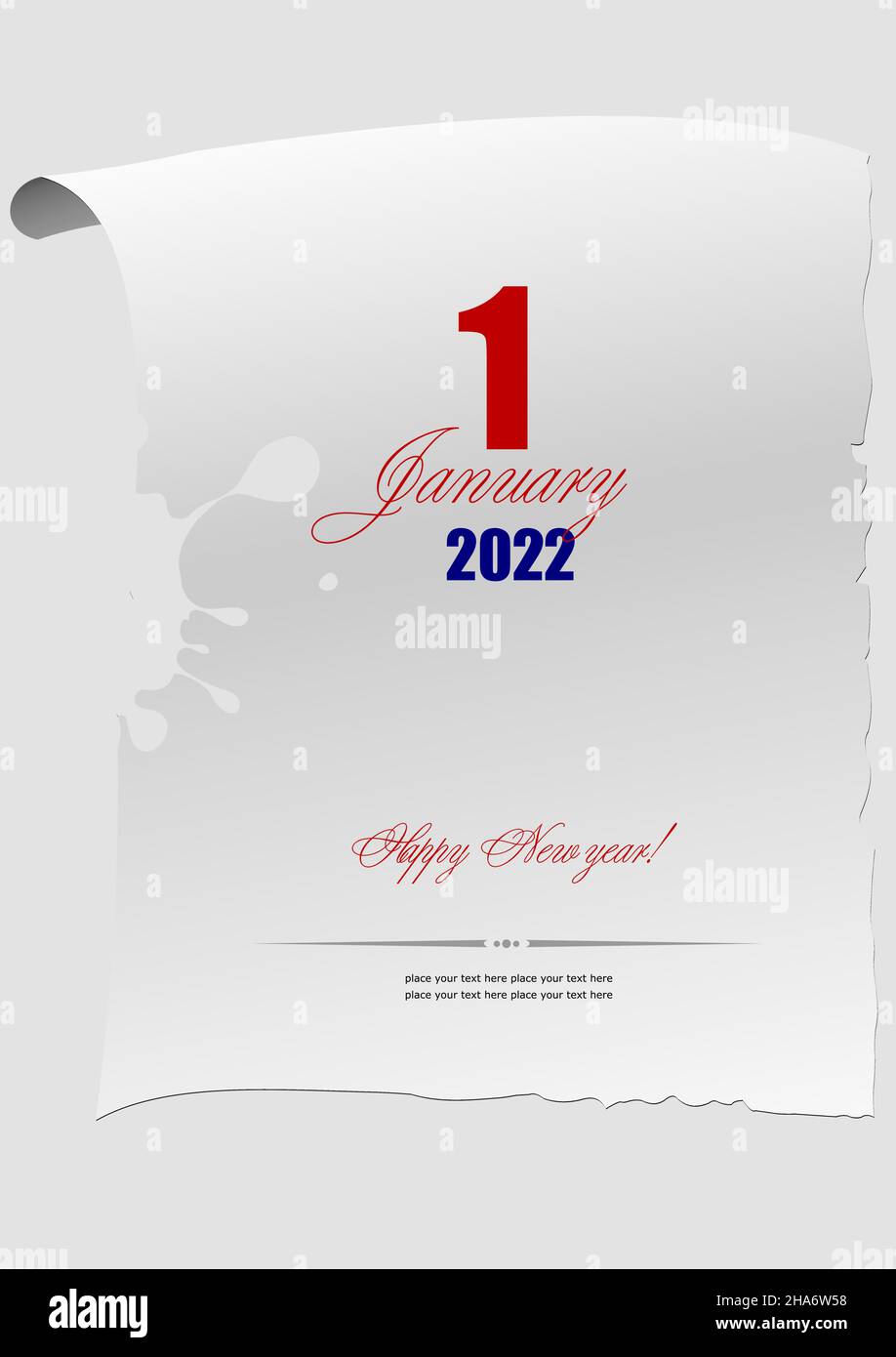 Blank letter with date of January, 1. Vector 3d illustration Stock ...