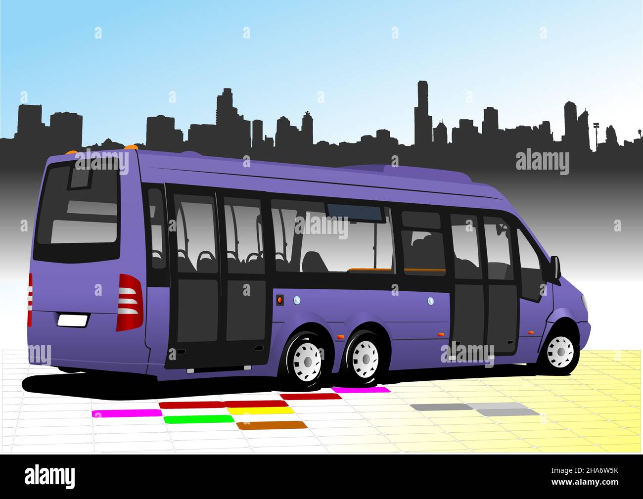 City bus on the road. Vector 3d illustration Stock Vector Image & Art ...