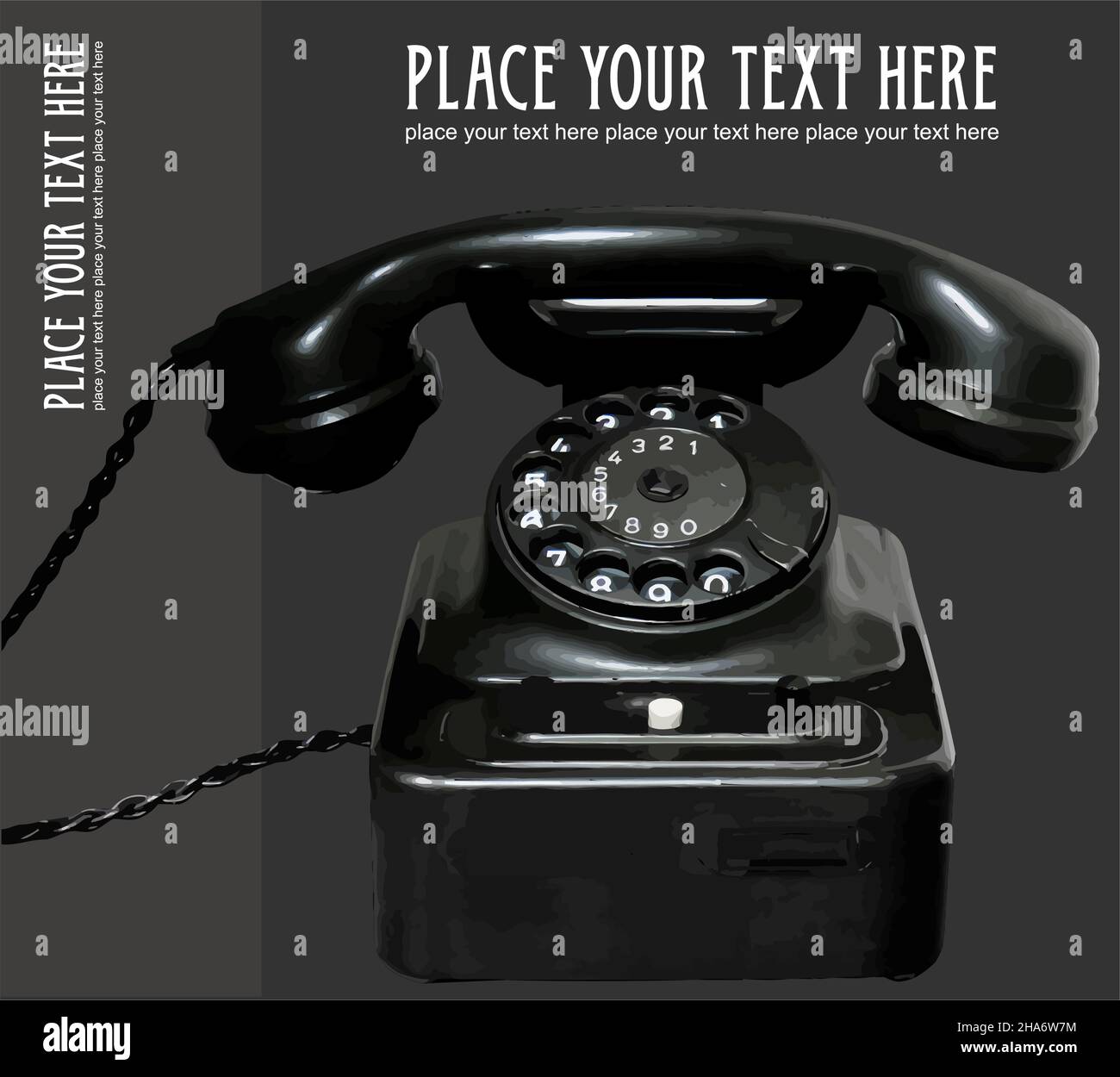 Vintage rotary phone. Old fashioned phone. 3d vector illustration Stock ...