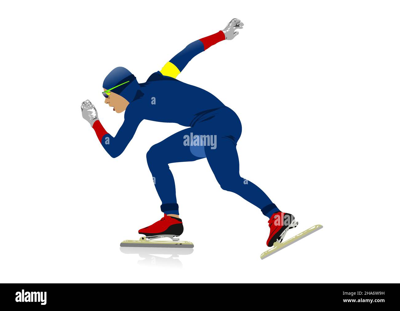 Speed skating runner. Vector 3d illustration Stock Vector Image & Art ...