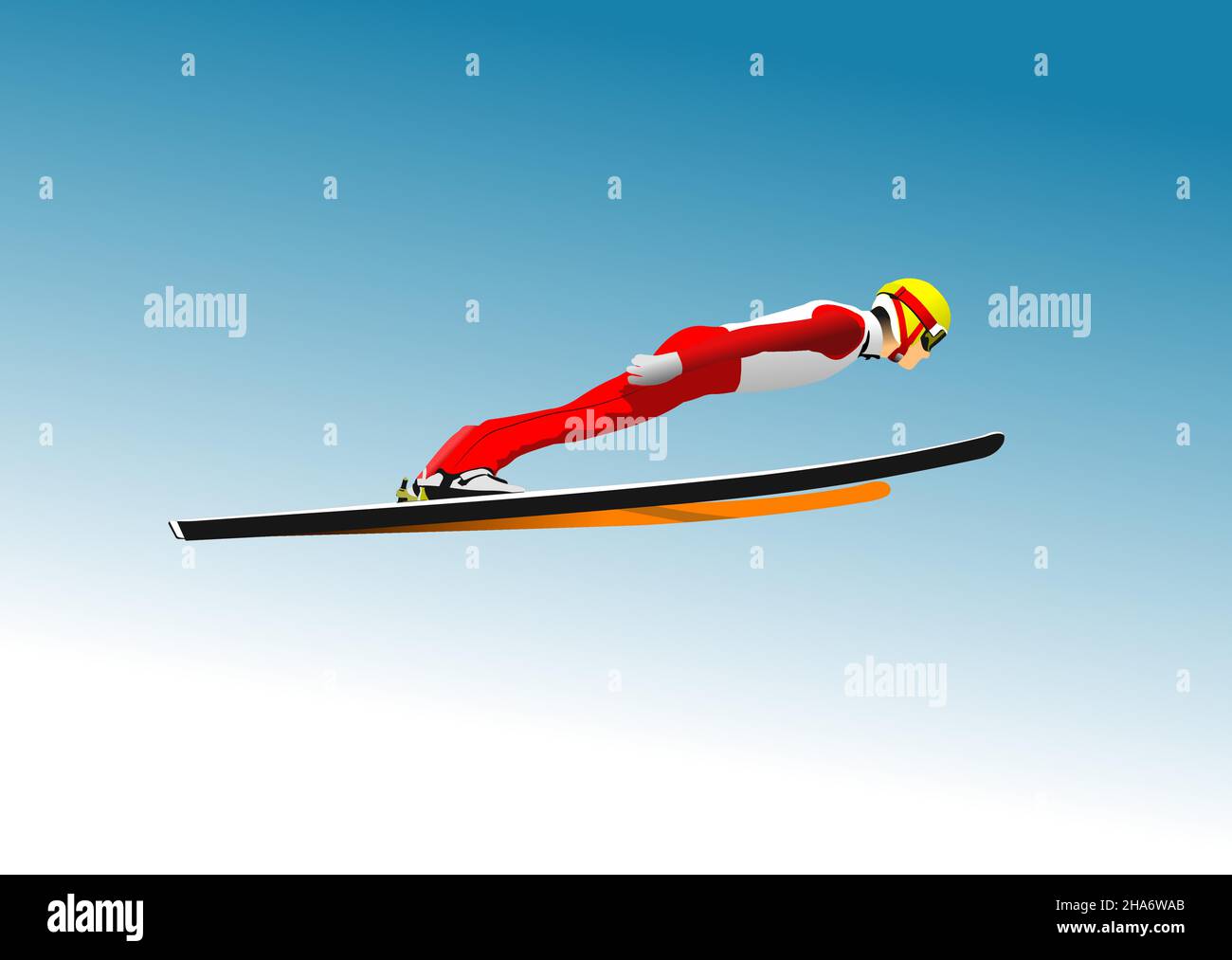 Ski Jumping Winter Sports. 3d vector color illustration Stock Vector ...