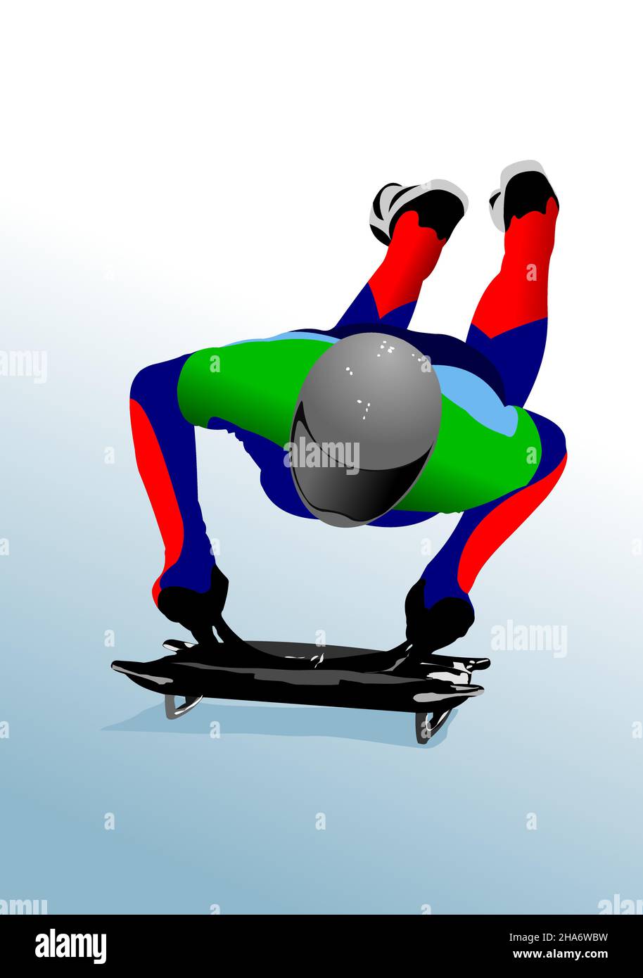Skeleton Sled Race Winter Sports. 3d vector illustration Stock Vector ...