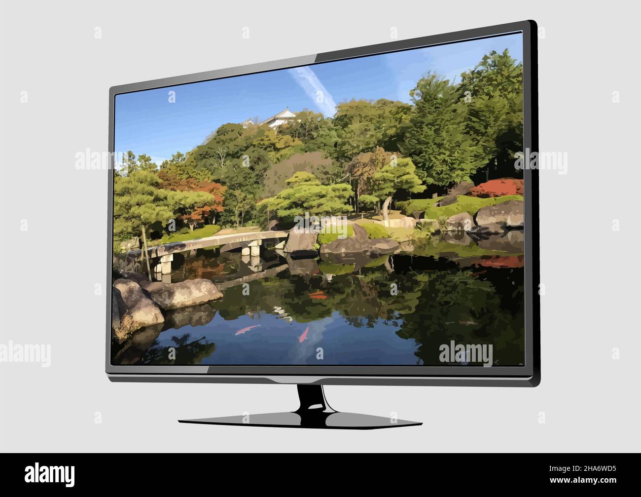 Tv screen with Japan picture. Vector 3d illustration Stock Vector Image ...