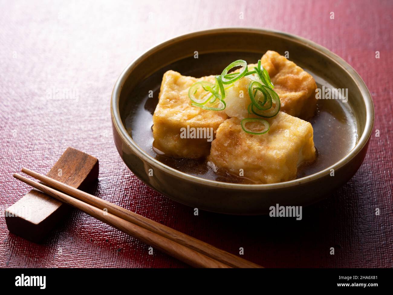 Deep-fried tofu on a Japanese tray. Food in Japan Stock Photo - Alamy