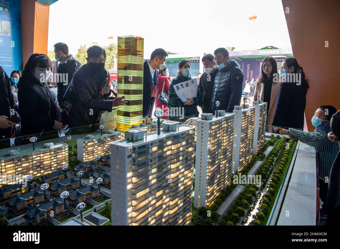 HAIAN, CHINA - DECEMBER 11, 2021 - Residents view sand tables at the ...