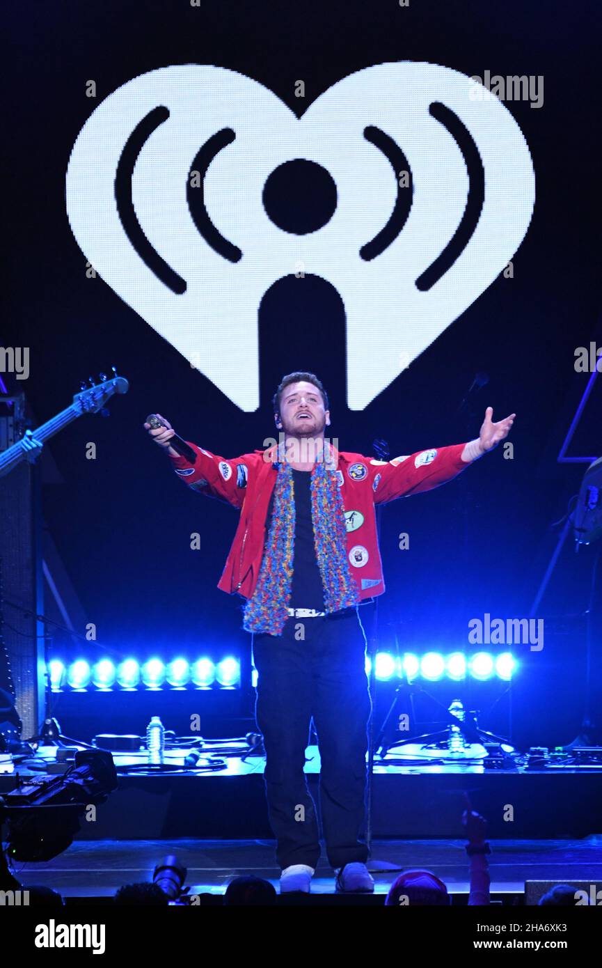 New York, USA. 10th Dec, 2021. Bazzi performs during the Z100's iHeart Radio Jingle Ball 2021 ...