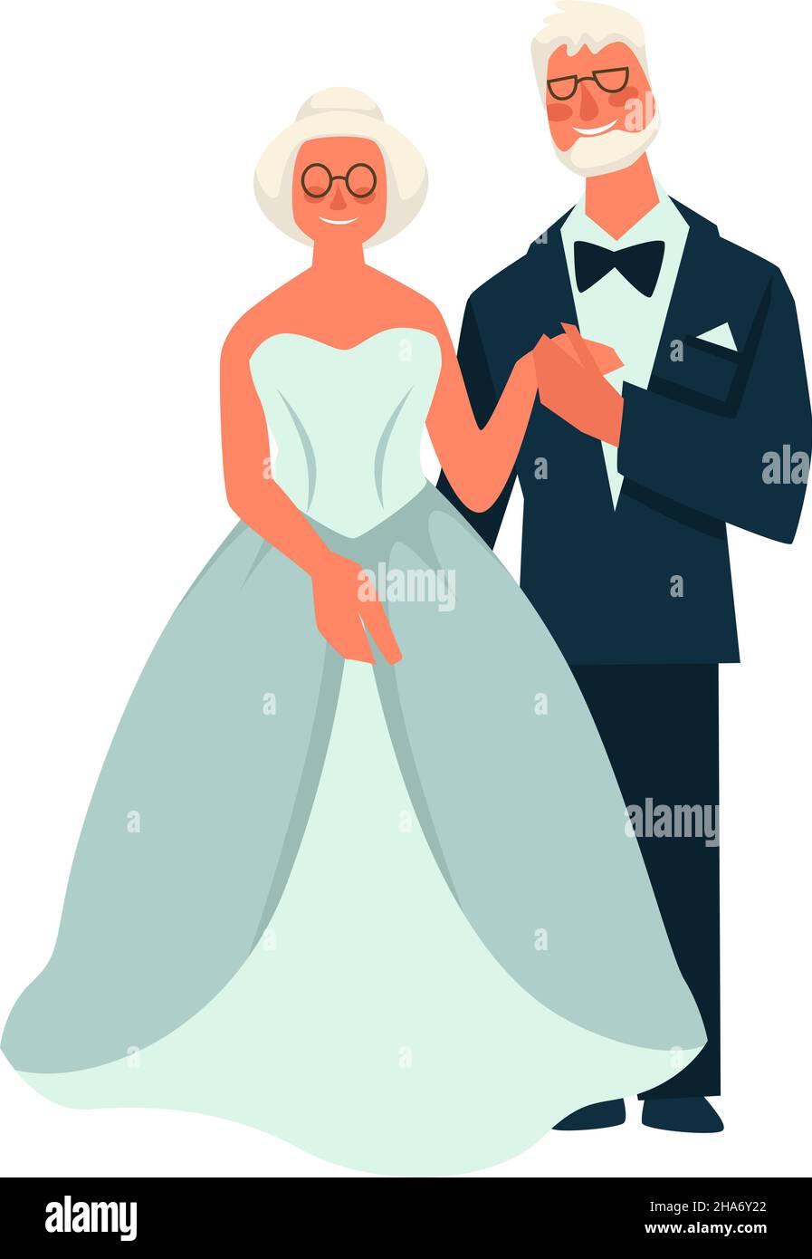 Older people getting married, isolated senior man and woman in suit and ...