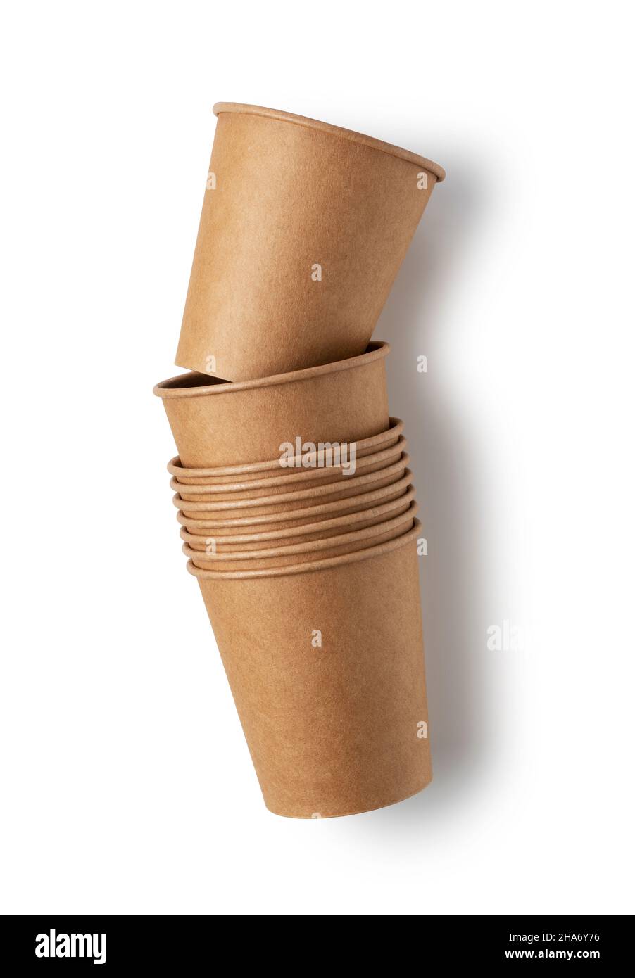Disposable paper cups placed on a white background. A zero-waste ...