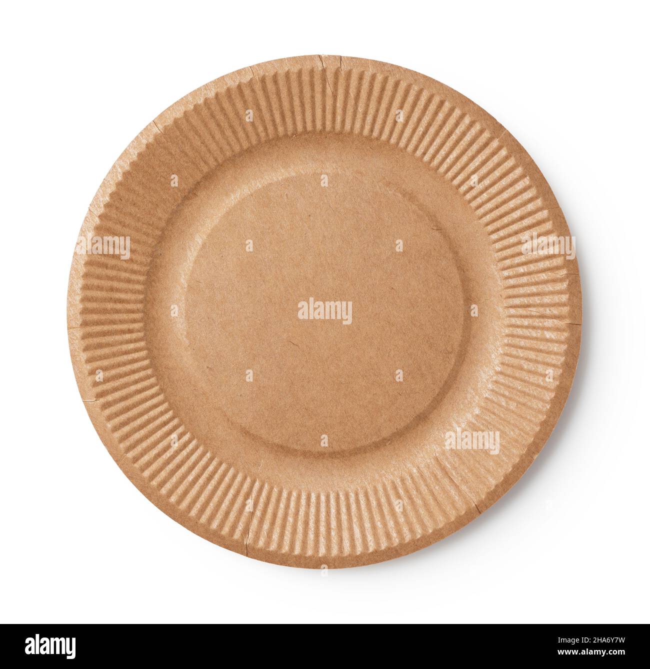 Disposable paper plates on a white background. View from above Stock ...