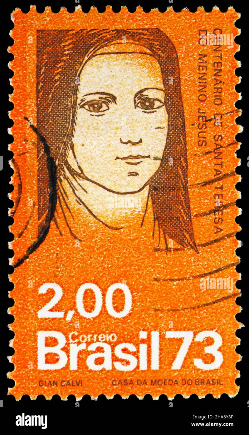 MOSCOW, RUSSIA - NOVEMBER 4, 2021: Postage stamp printed in Brazil ...