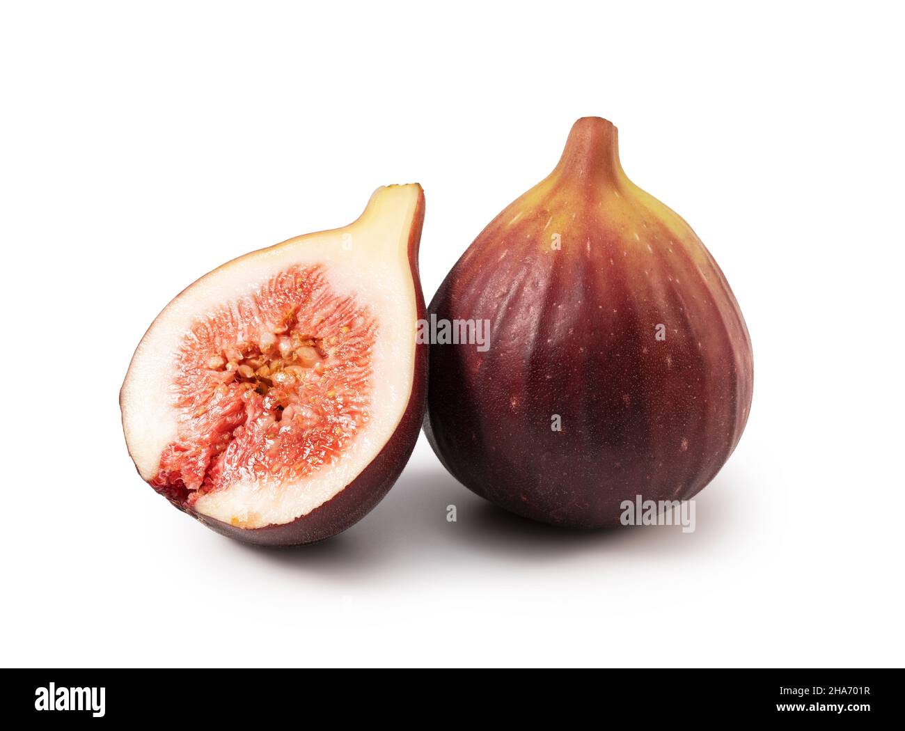 One fig fruit and cut figs on a white background Stock Photo - Alamy