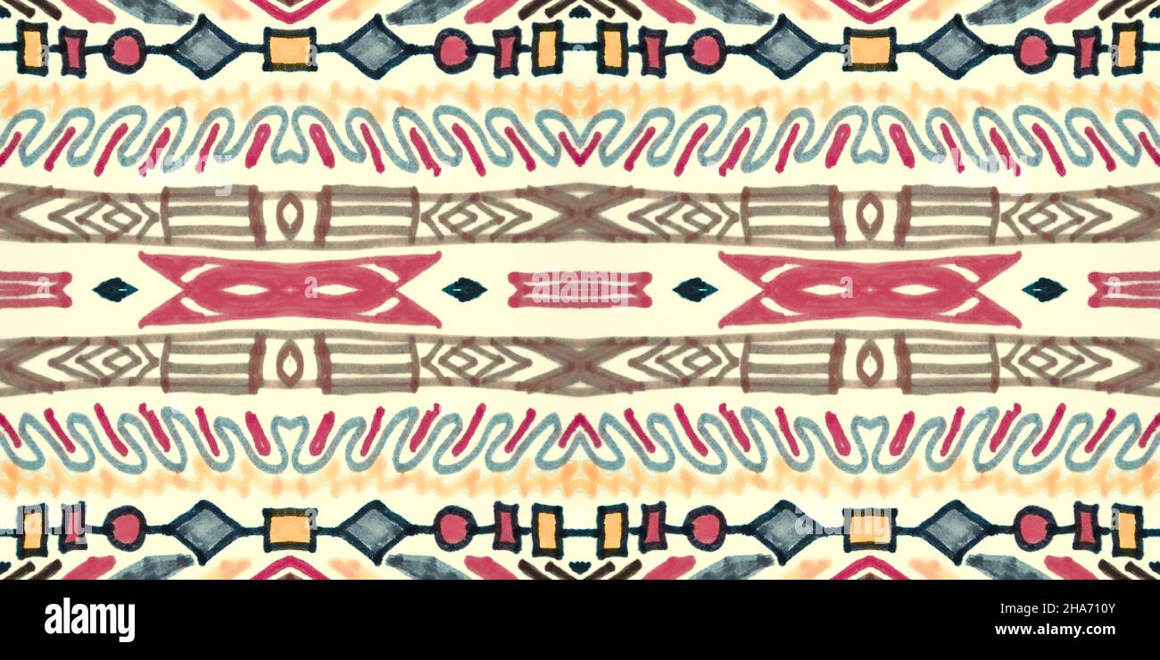 Seamless peruvian pattern. Hand drawn aztec illustration Stock Photo ...