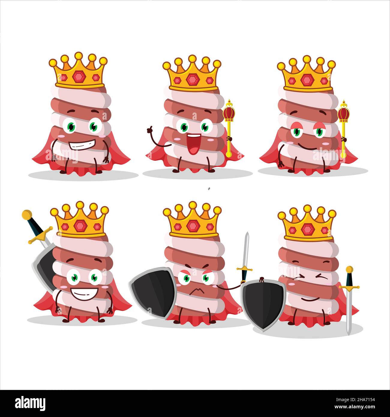 A Charismatic King red marshmallow twist cartoon character wearing a ...