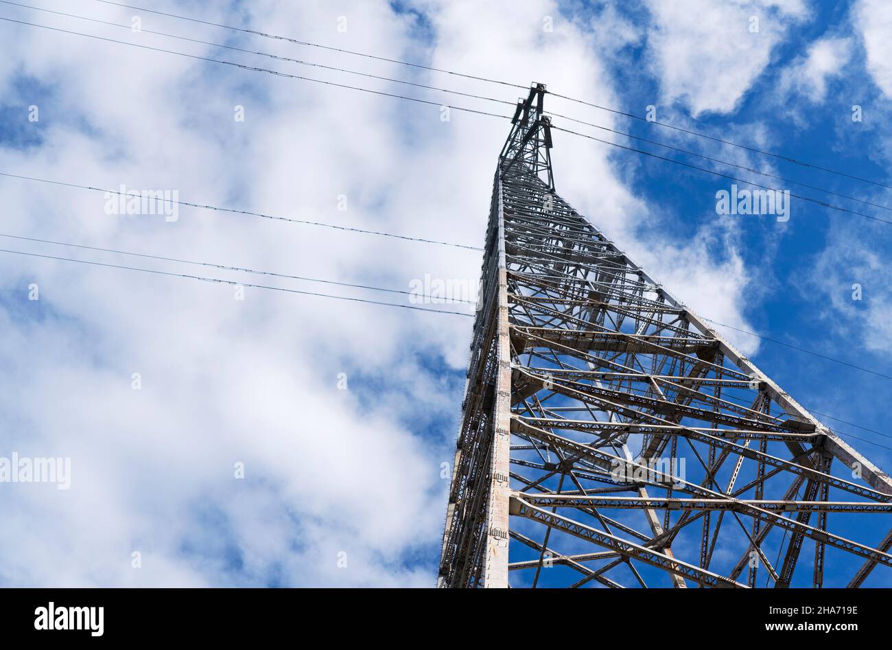 Blue sky and power tower Stock Photo - Alamy