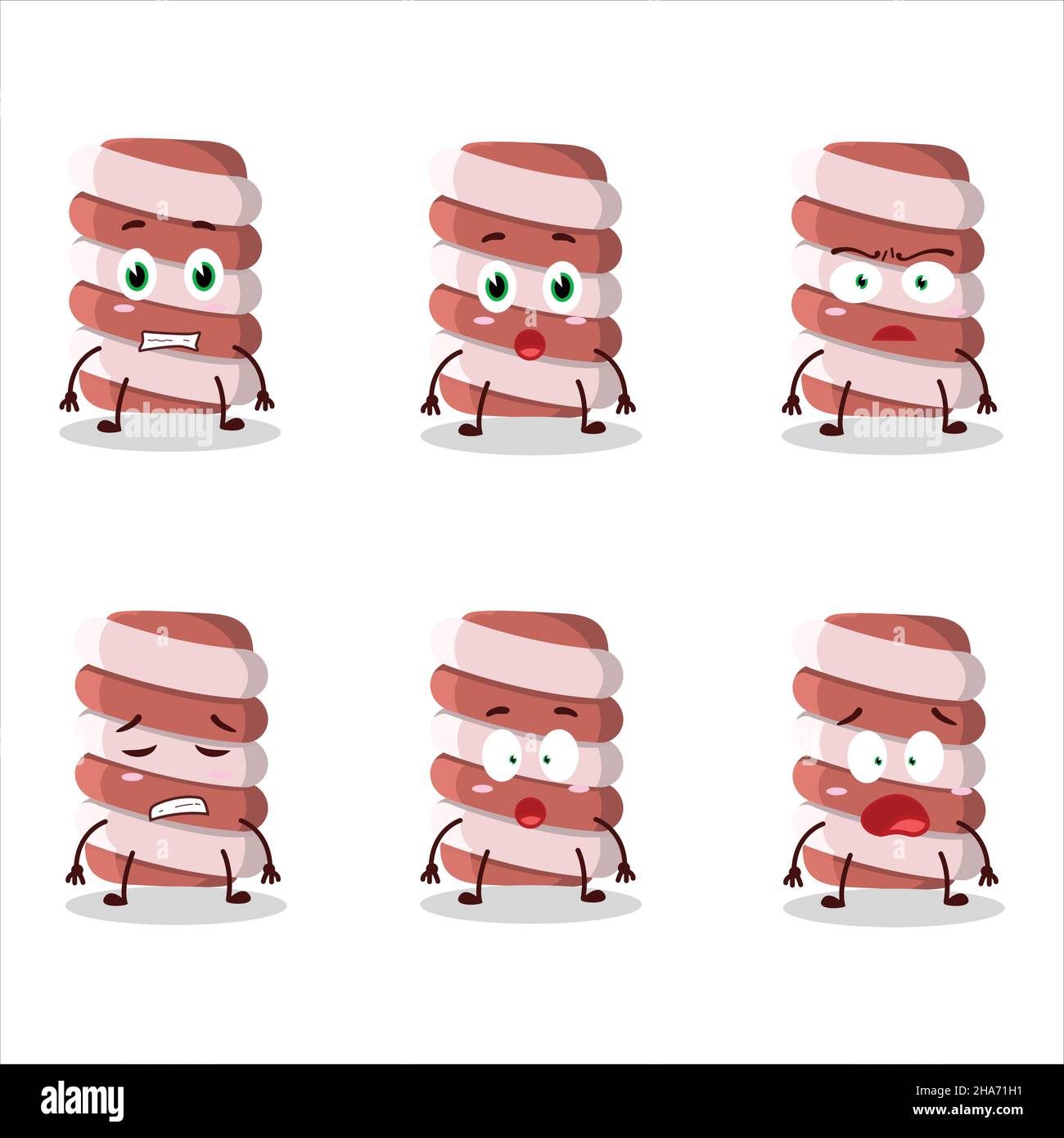 Character cartoon of red marshmallow twist with scared expression ...