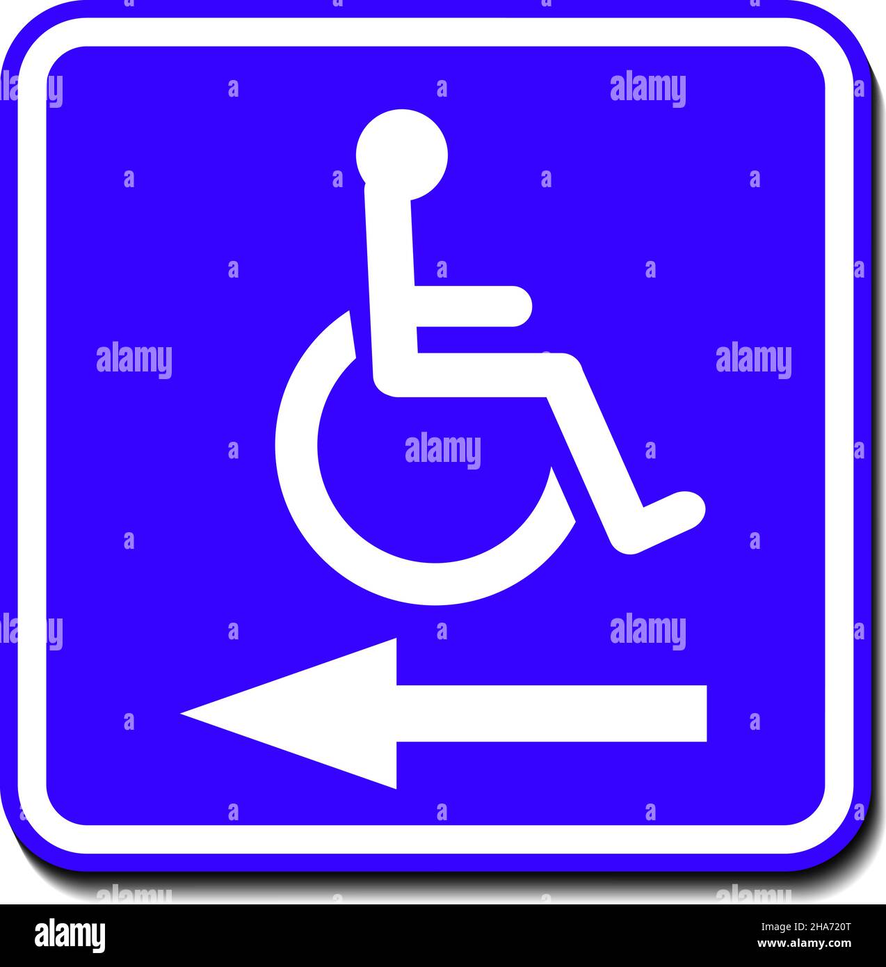 Disability wheel care sign with wheelchair icon and arrow Cut Out Stock ...