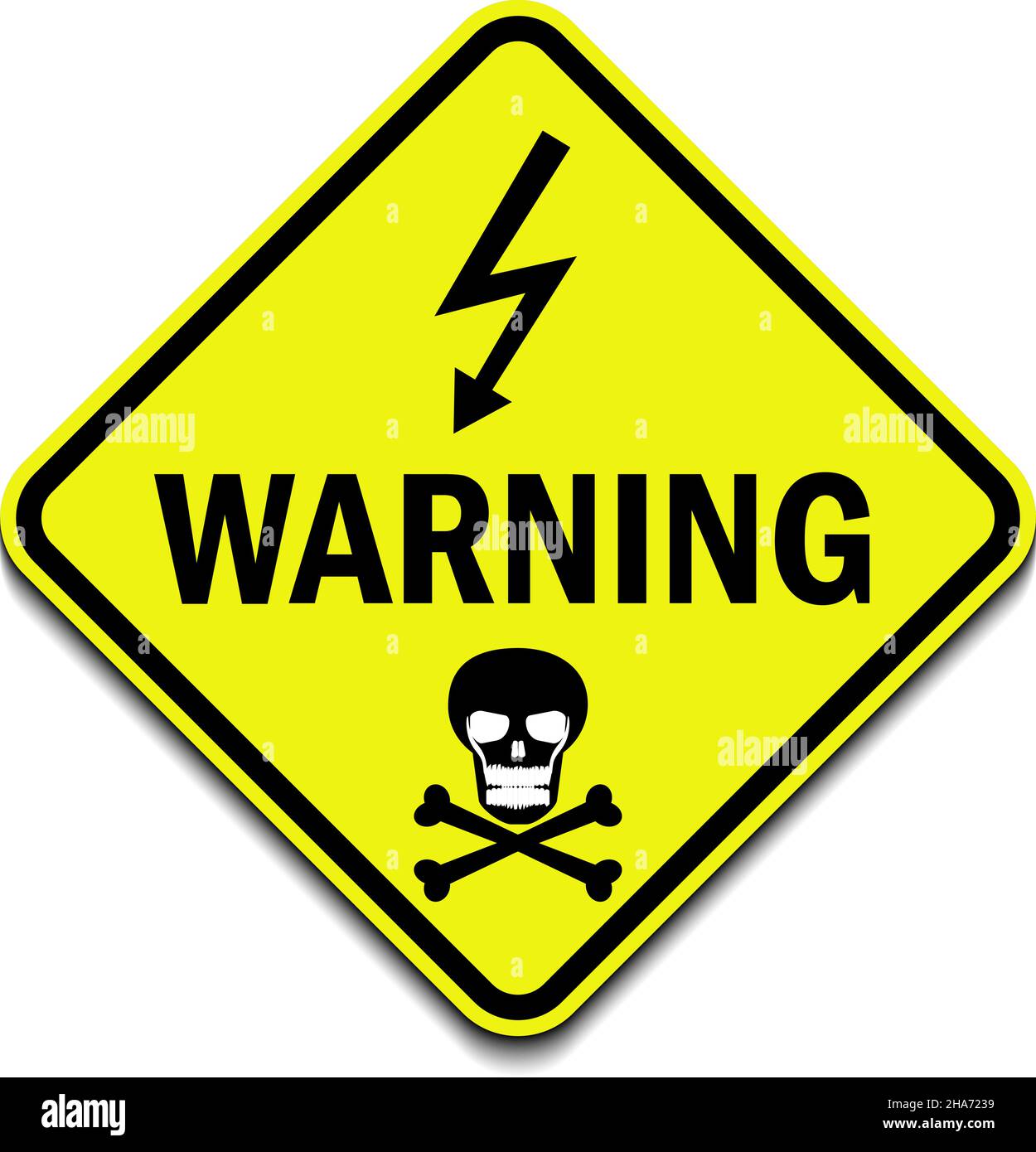 Warning Electrical Hazard High Voltage Sign Isolated, death scull and ...