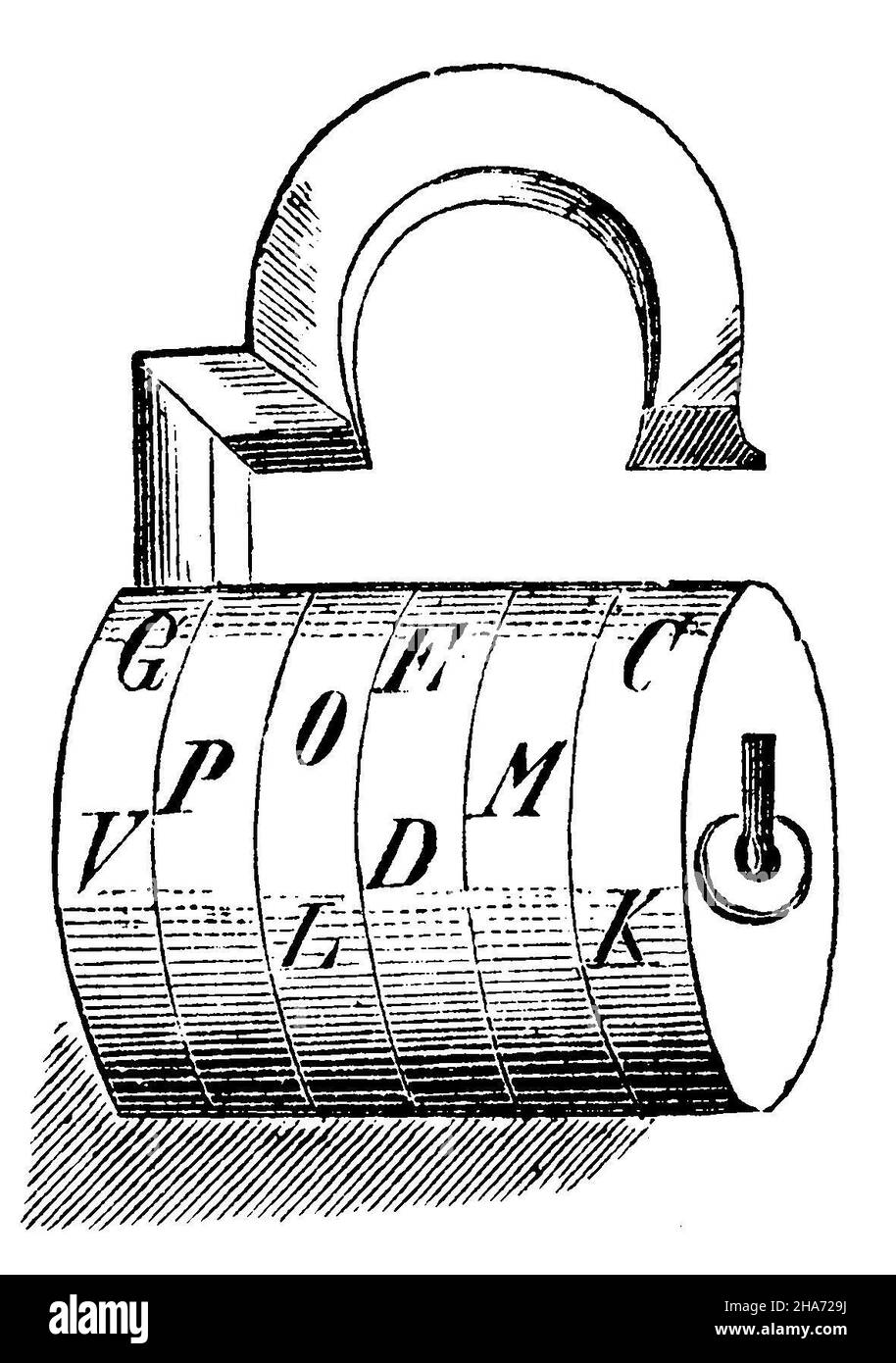 Alphabet lock, alphabet lock, , (encyclopedia, 1893 Stock Photo - Alamy