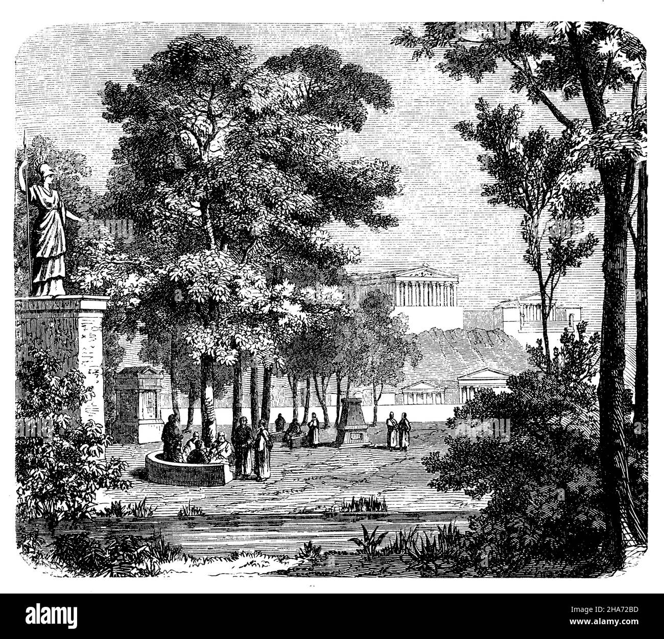 Sacred grove Altis, Olympia, Greece, , (art history book, 1887 Stock ...