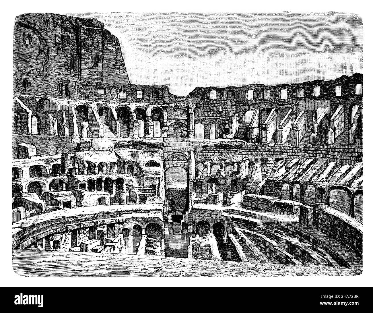 Colosseum in Rome: interior view, , (art history book, 1887 Stock Photo ...
