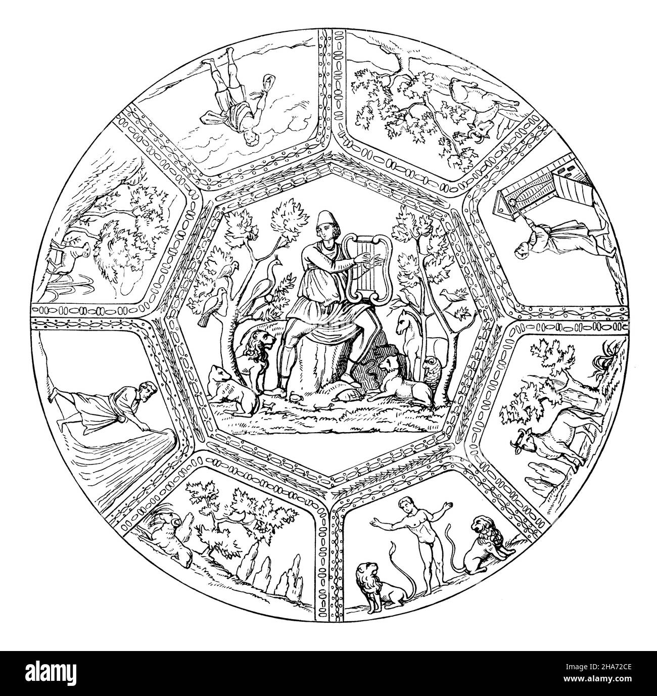 Ceiling painting of a Roman catacomb, , (art history book, 1887 Stock ...