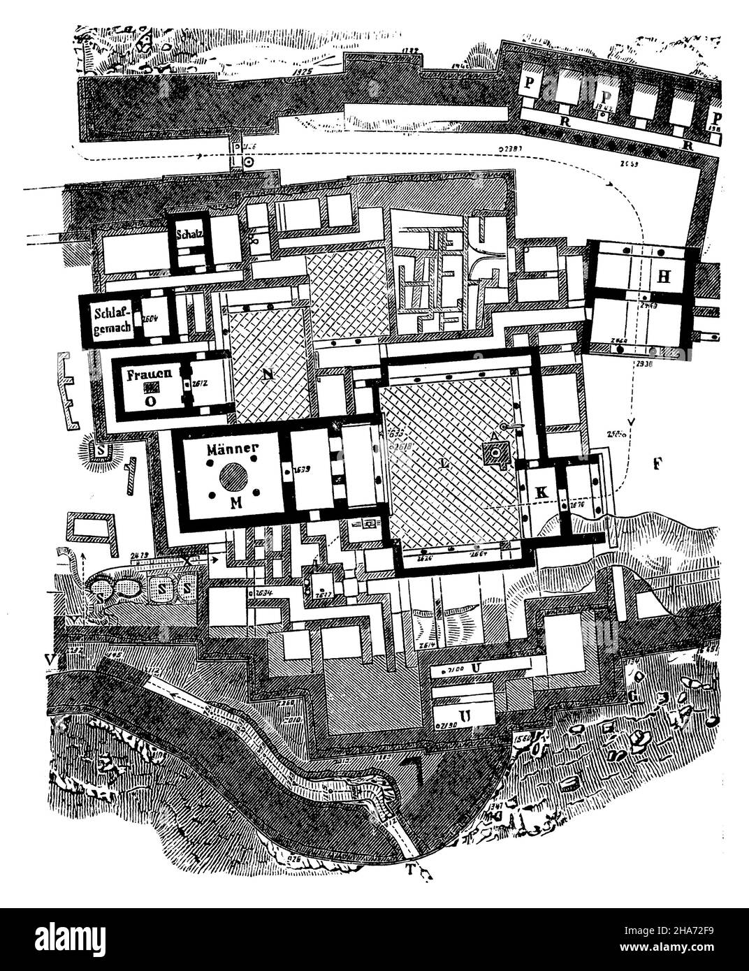 Floor plan of the palace at Tiryus. After Schliemann and Dörpfeld ...