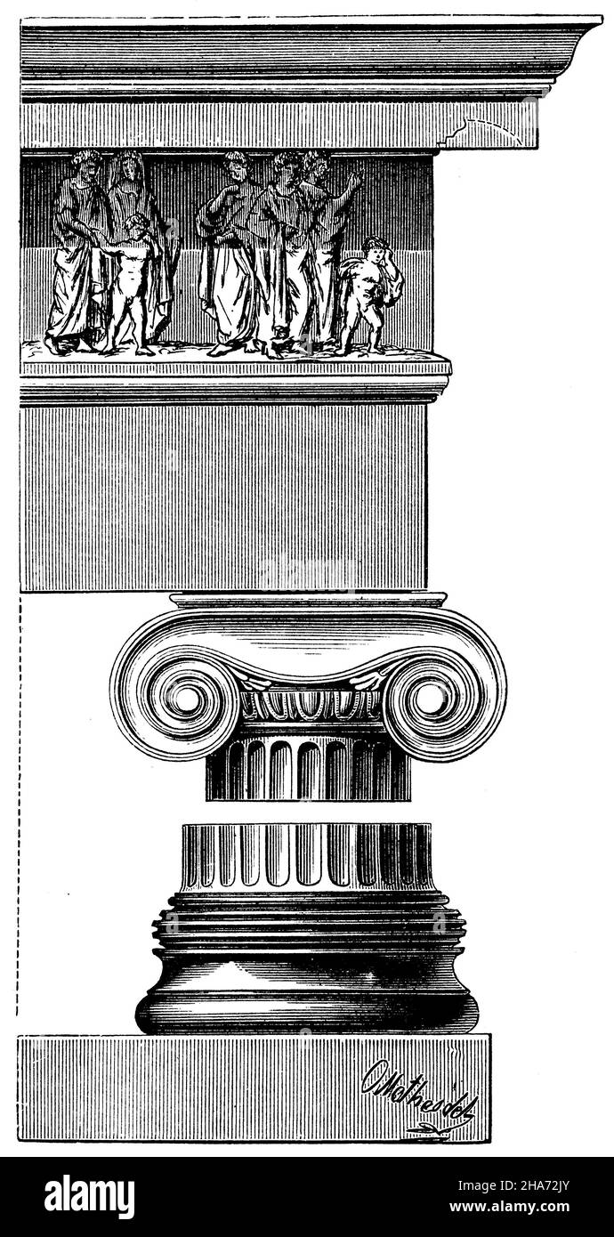 Ionian column from the temple at Ilyssos in Athens, , (encyclopedia ...