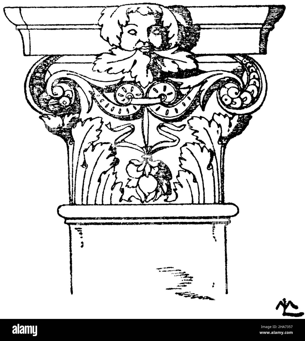 Corinthian pilaster capital. French Renaissance. In front tomb of Louis ...