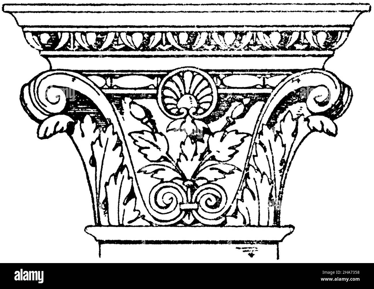 Corinthian pilaster capital. Italian Renaissance. Courtyard at the ...