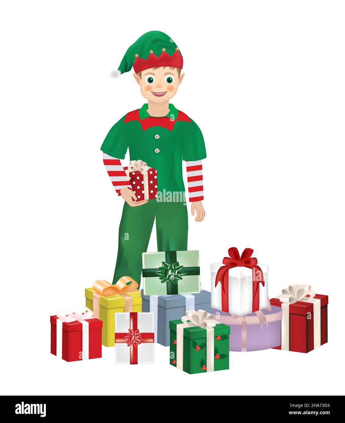 Christmas elf with presents, vector illustration Stock Vector Image ... Christmas elf with presents, vector illustration Stock Vector Image ...