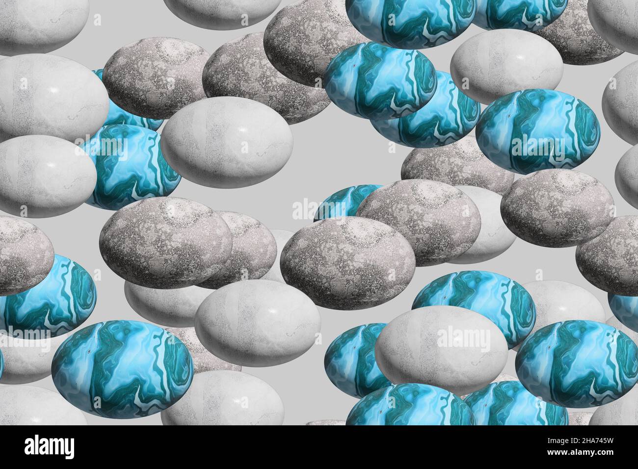 Stone Eggs Seamless Pattern, 3D Gray Background Illustration Stock ...