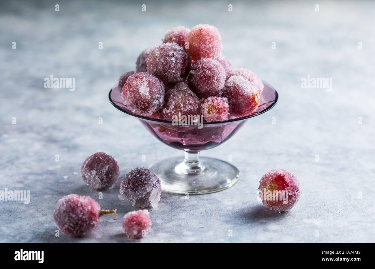 Healthy Sour Candy Frozen Grapes. Christmas holiday dessert Stock Photo ...