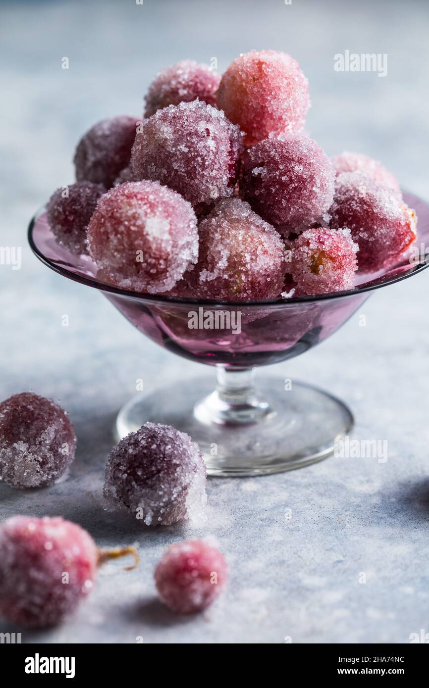 Healthy Sour Candy Frozen Grapes. Christmas holiday dessert Stock Photo ...