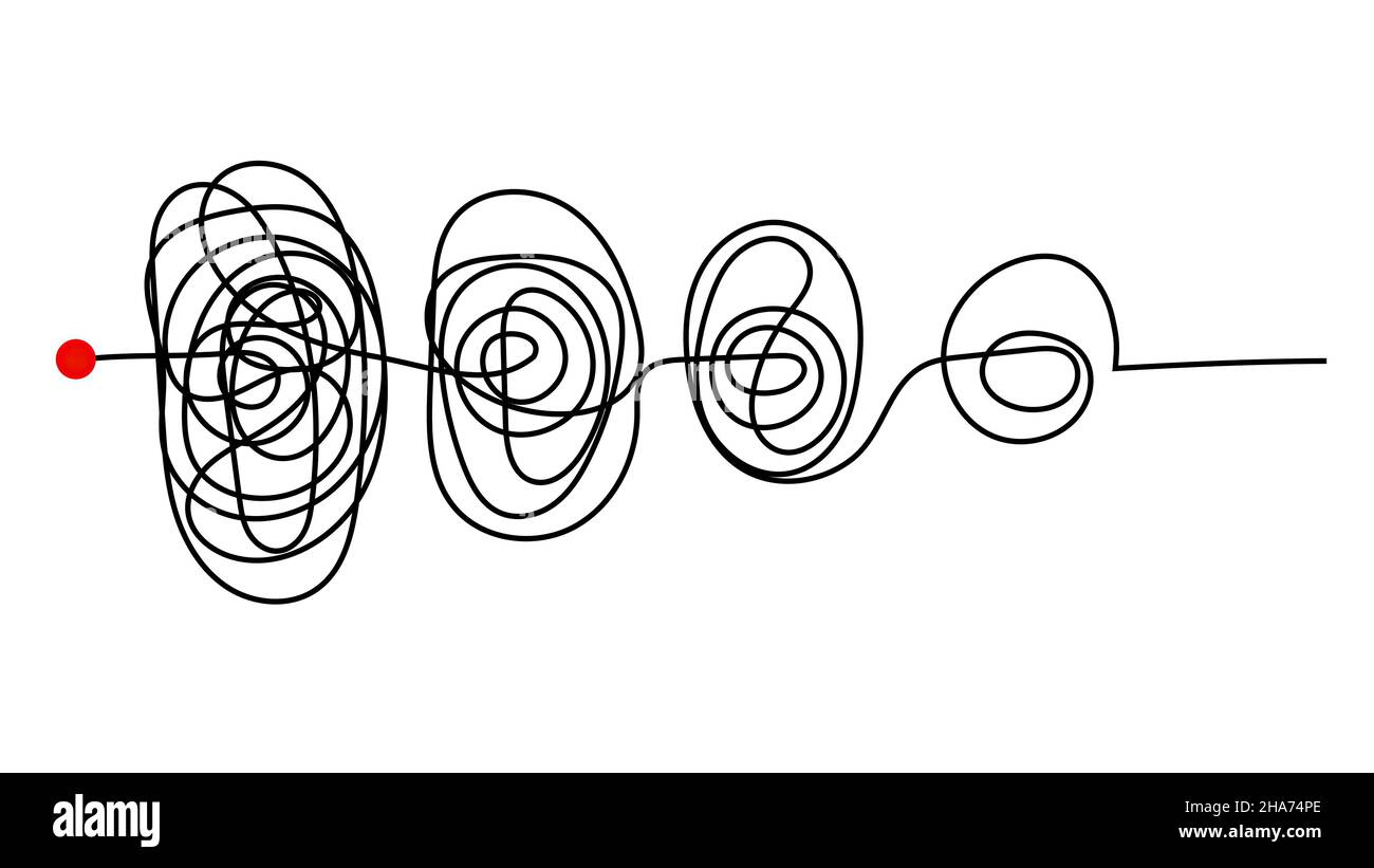 3d illustration - hand draw concept of transition from complicated to ...