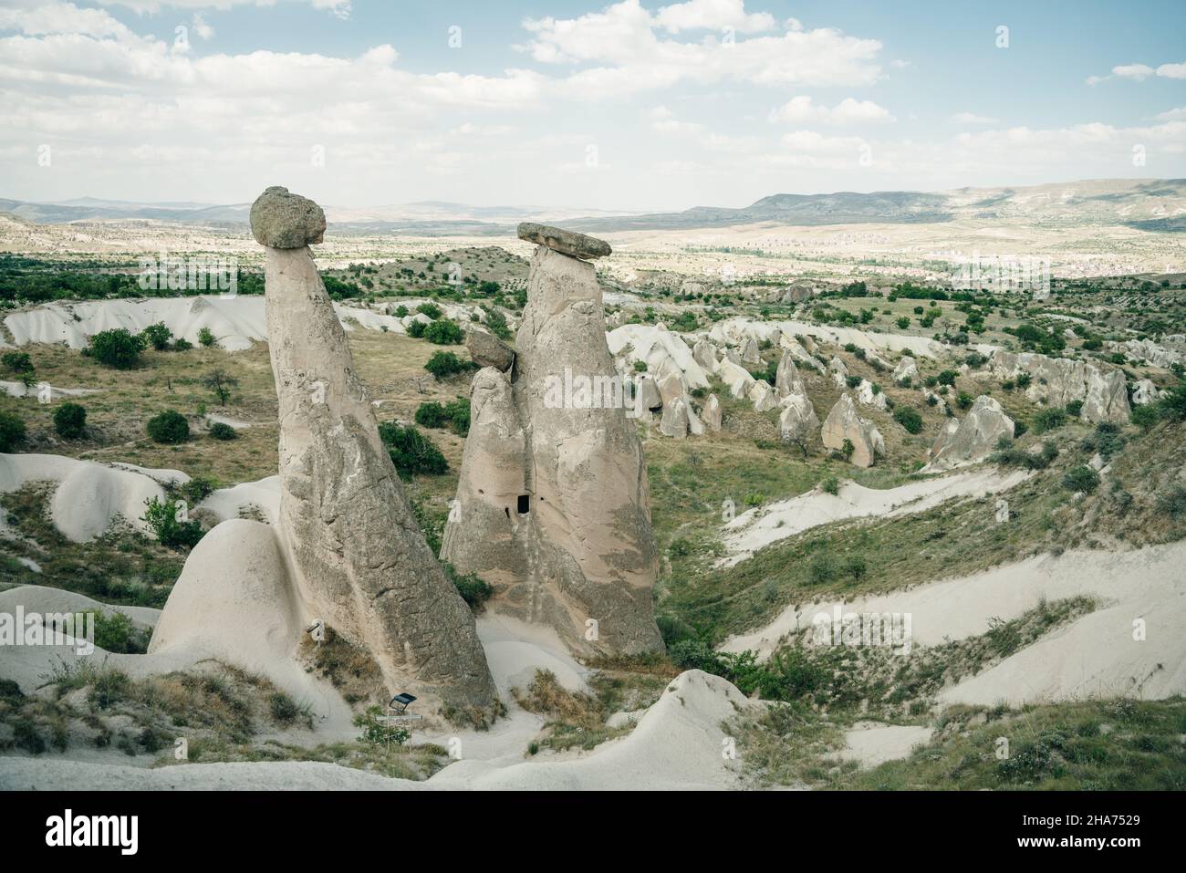 Uc Guzeller (Three Beauties) fairy chimneys in Cappadocia, Turkey. High ...