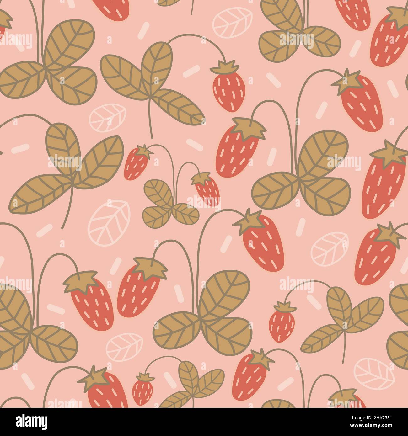 Seamless pattern with hand drawn strawberry. For fabric, wrapping ...