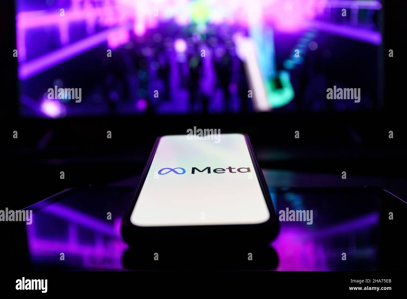 Meta logo in 3D futuristic background. The metaverse is a hypothesized ...