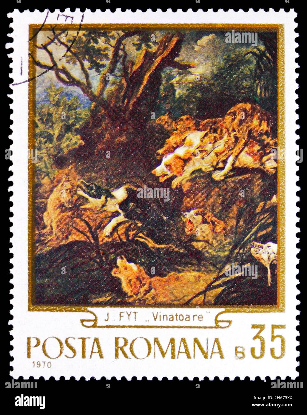 MOSCOW, RUSSIA - NOVEMBER 8, 2021: Postage stamp printed in Romania ...