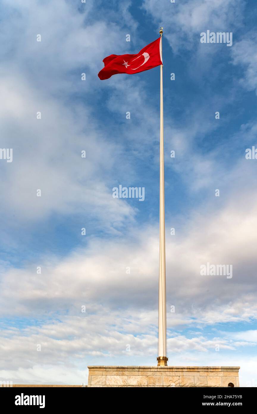 Turkish flag is a red flag featuring a white star and crescent. The ...