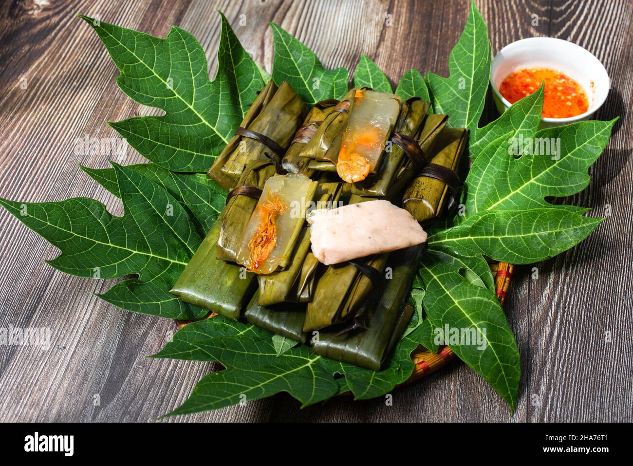 Banh bot loc is a cake made from tapioca flour with ingredients ...