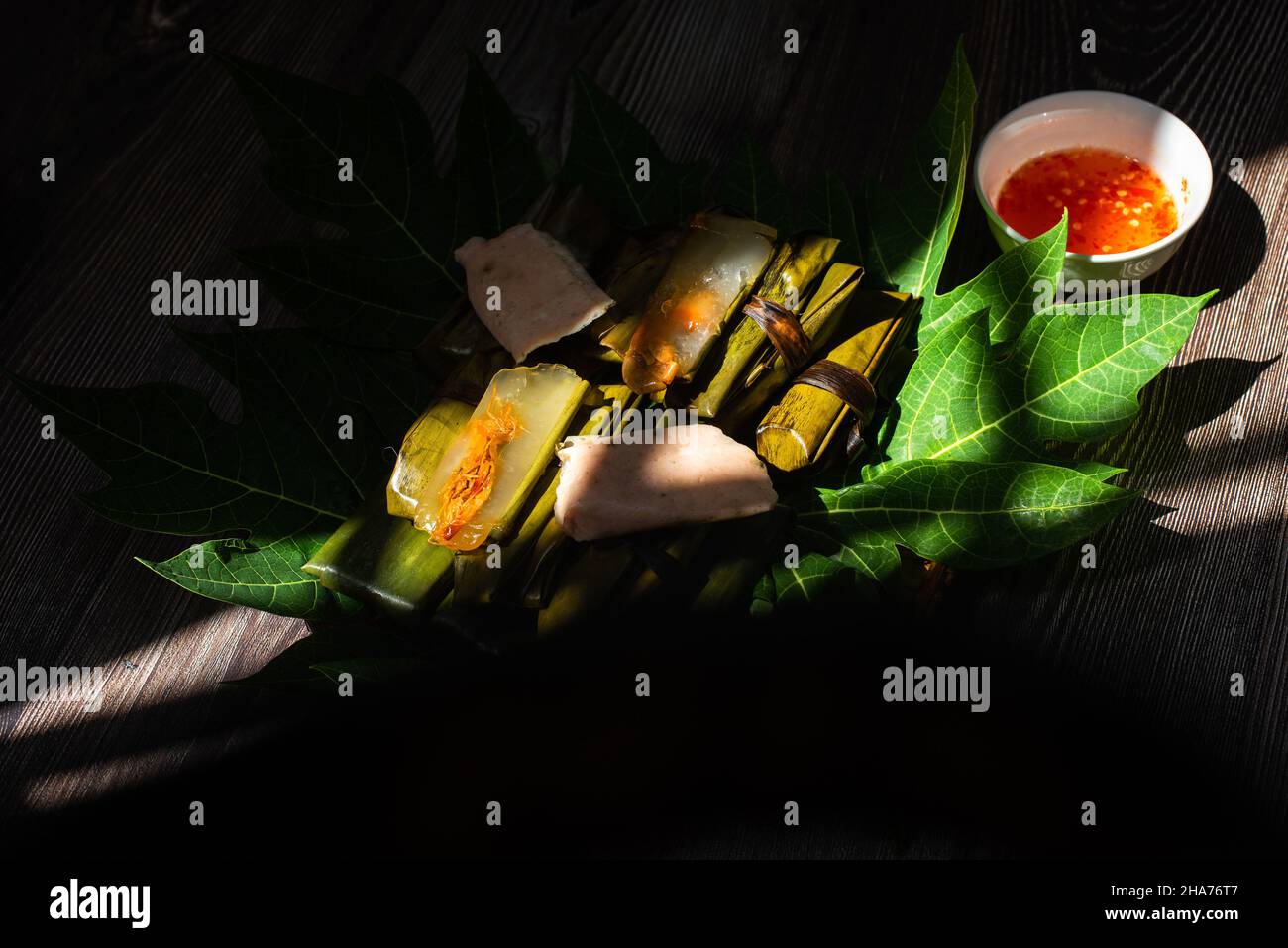 Banh bot loc is a cake made from tapioca flour with ingredients ...