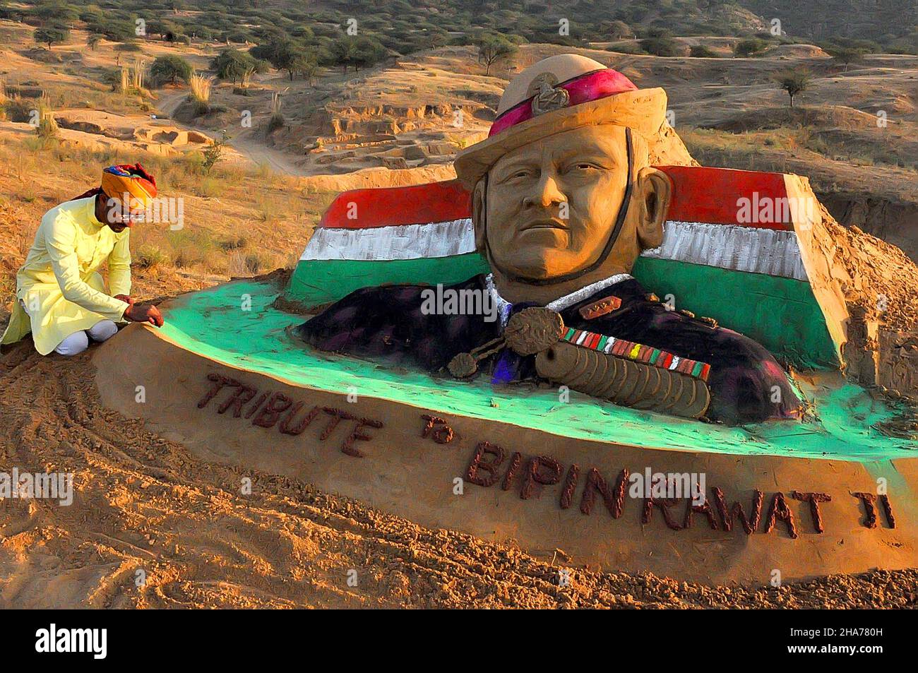 Indian Sand artist Ajay Rawat create sand art to pays tribute to CDS ...